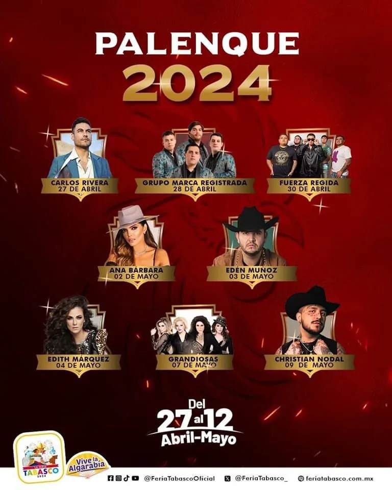 "¡Descubre Las Estrellas Que Brillarán En El Palenque De Gallos 2024 De Villahermosa!"